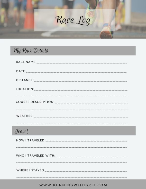 Running Log Printable